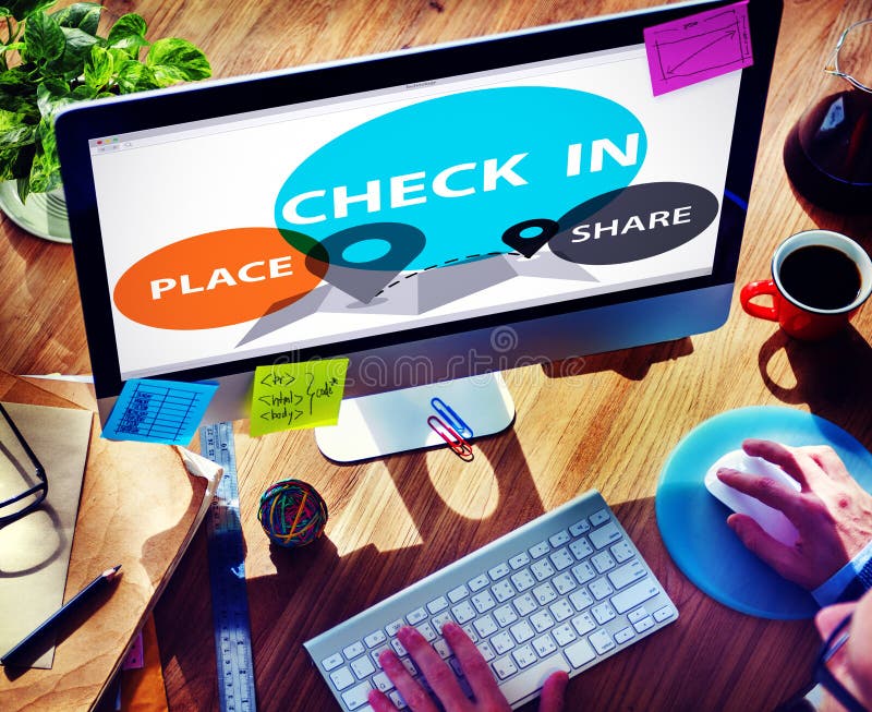 Check in Direction Navigation Share Application Concept Stock Photo ...