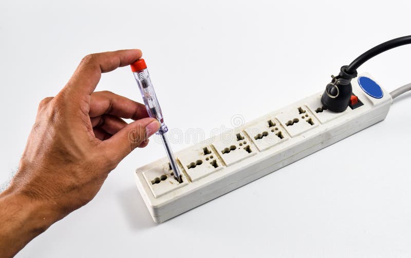 Check Electric Current with Voltage Testing Screwdriver in Line Stock ...