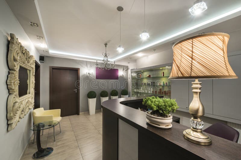 Check-in in Elegant Modern Clinic Stock Photo - Image of hotel, desk ...