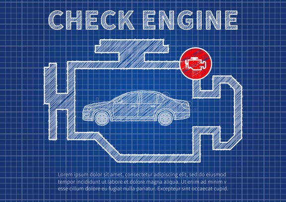 Check Engine Car Diagnostics Vector Illustration Stock Vector ...
