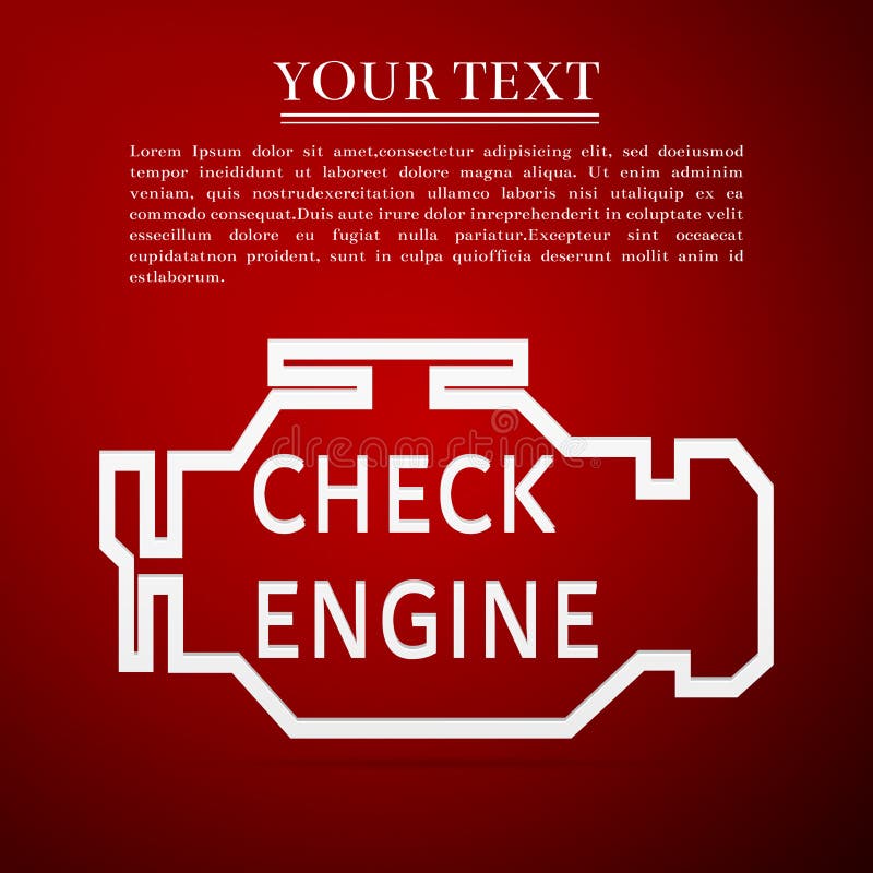 Check Engine Flat Icon on Red Background Stock Vector - Illustration of ...