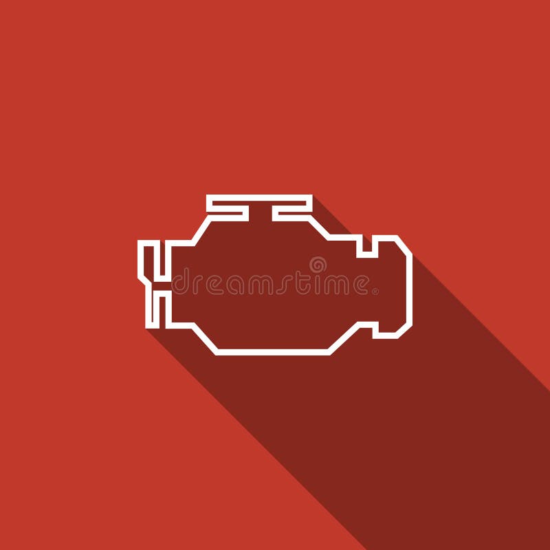 Check Engine Icon Isolated with Long Shadow Stock Vector - Illustration ...