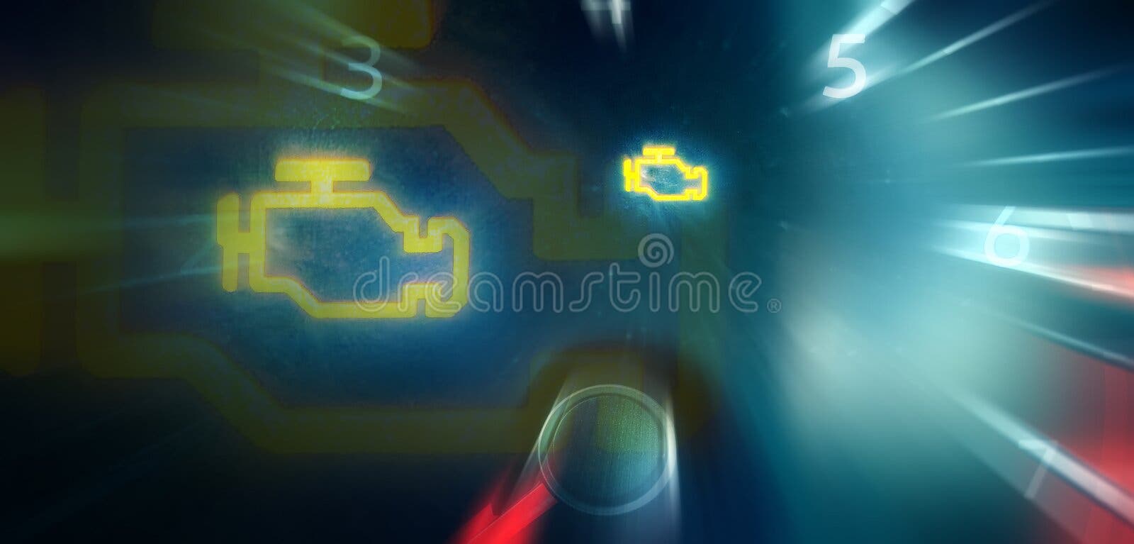 Check Engine Symbol on Car Dashboard. Problem with Auto Motor, Service ...