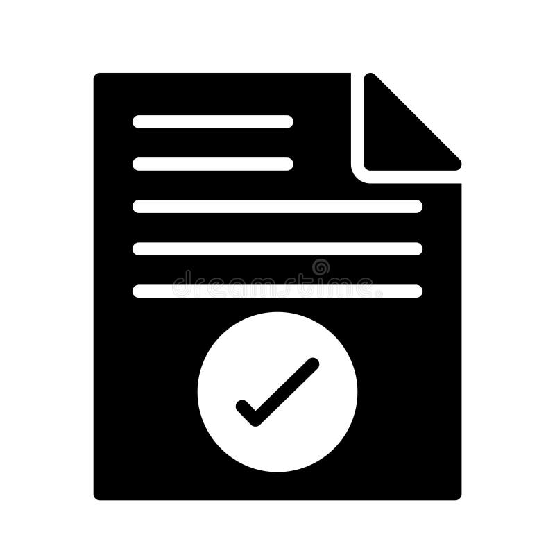 Check File Glyph Flat Vector Icon Stock Illustration - Illustration of ...