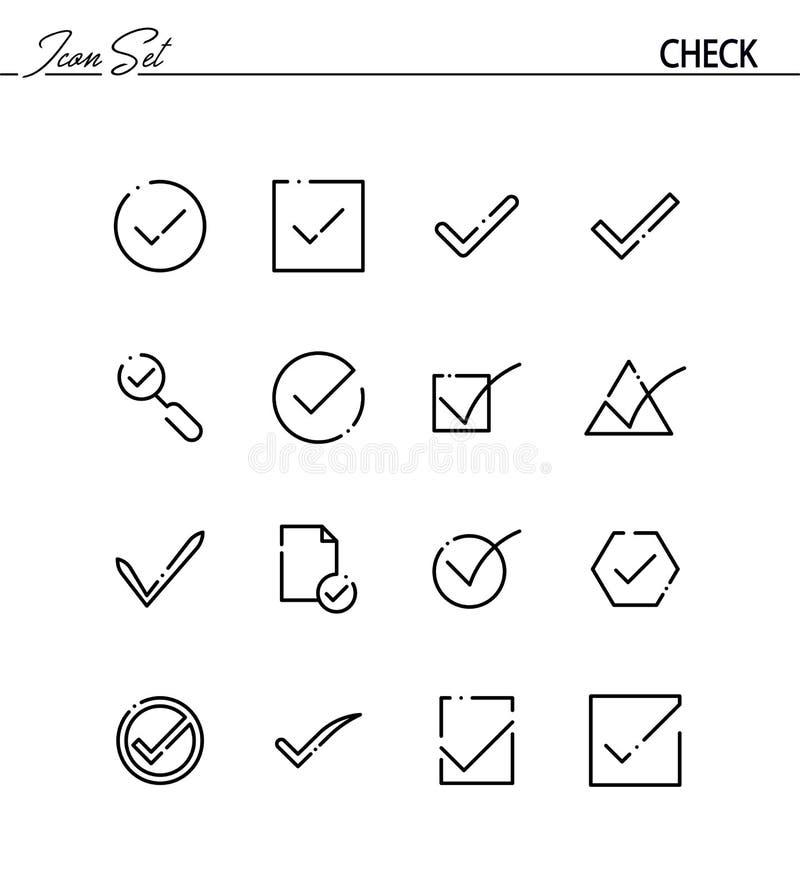 Check flat icon set stock vector. Illustration of round - 84756799