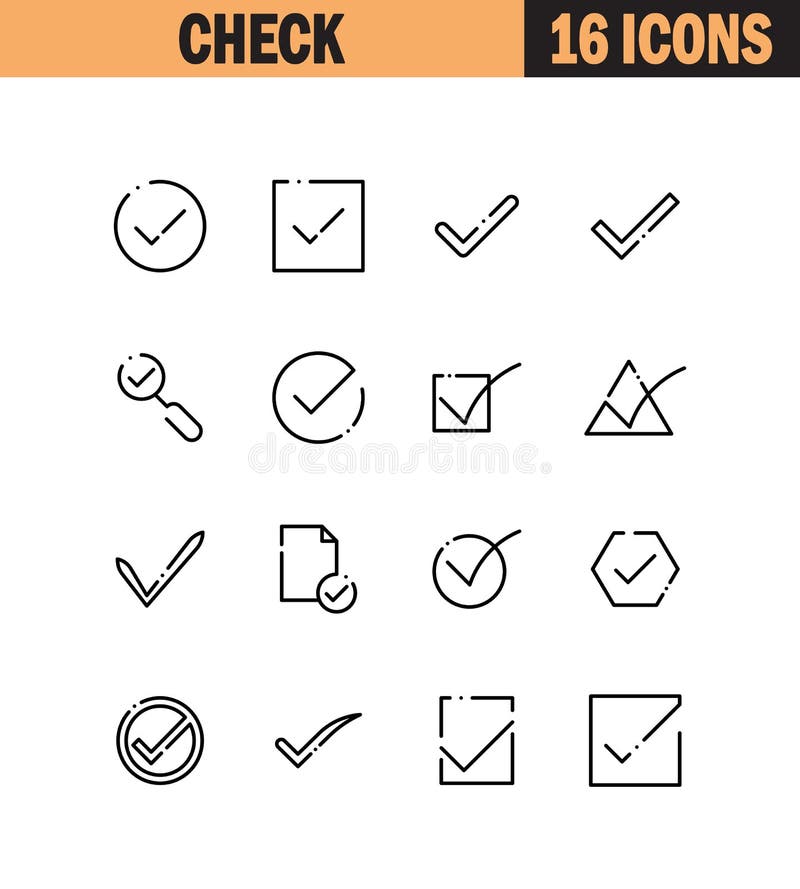 Check flat icon set stock vector. Illustration of round - 84756799