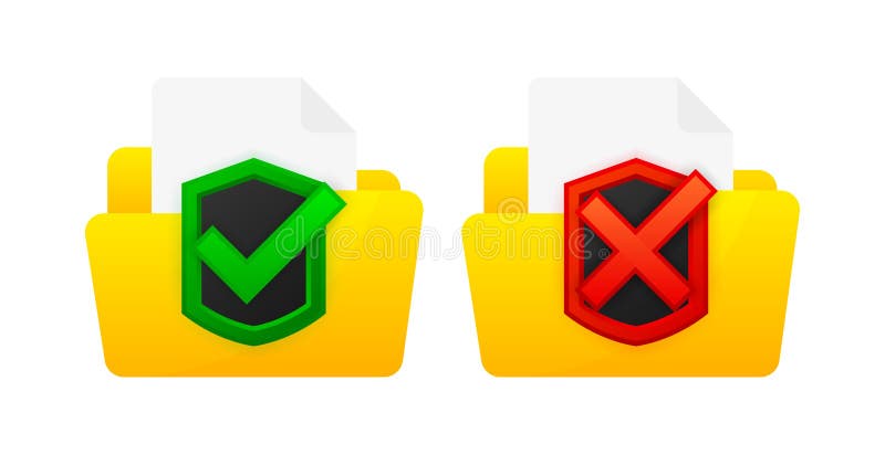 Check Folder, Approve and Reject Folder. Flat Cartoon Design. Vector ...