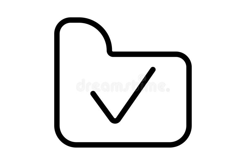 Check Folder Line Icon Black Tick Web Symbol Minimalist App Sign Stock ...