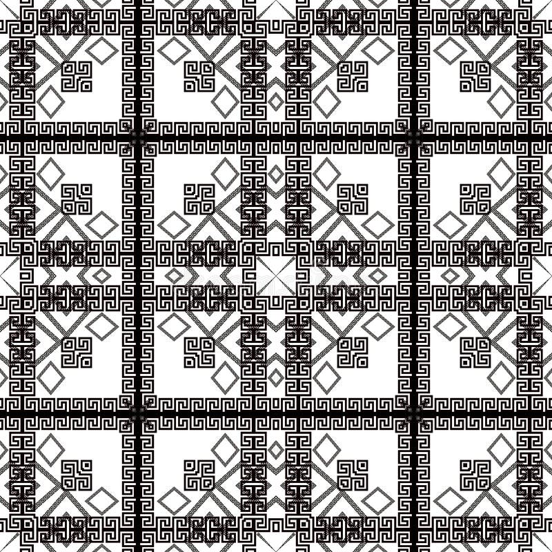 Check Geometric Abstract Greek Vector Seamless Pattern. Black and White ...