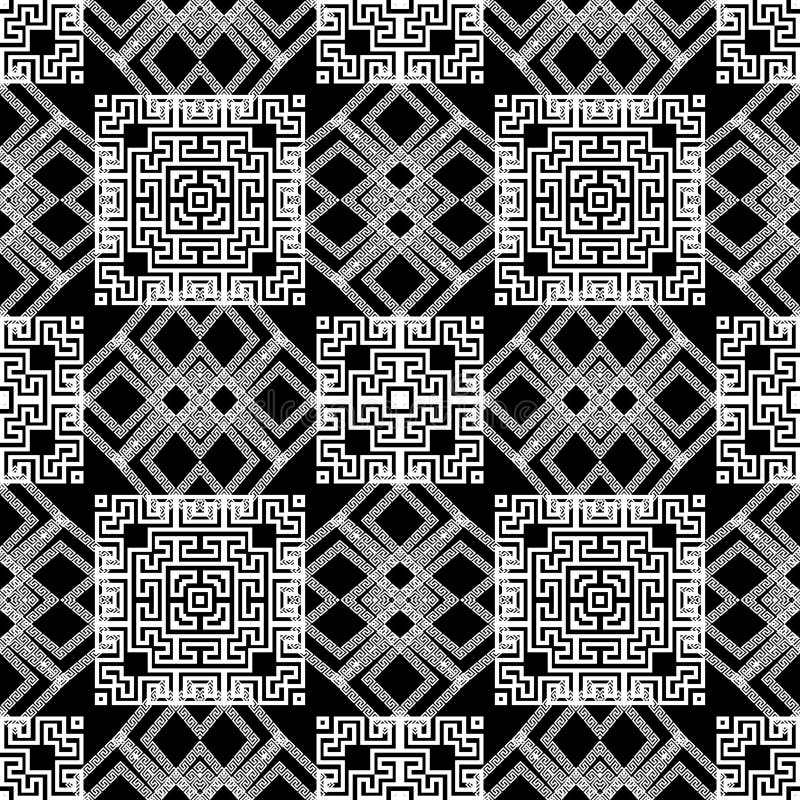 Check Geometric Abstract Greek Vector Seamless Pattern. Black and White ...