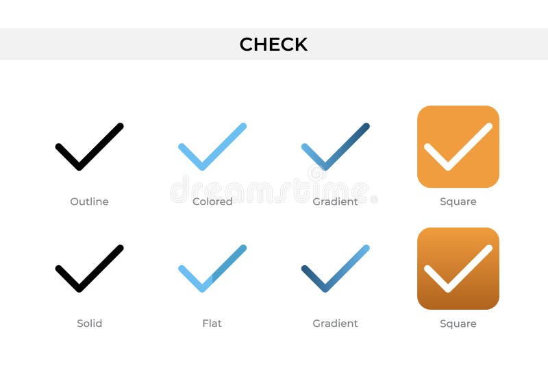 Check Icon in Different Style. Check Vector Icons Designed in Outline ...