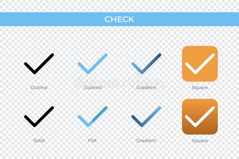 Check Icon in Different Style. Check Vector Icons Designed in Outline ...