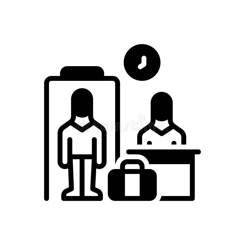 Black Solid Icon for Check in, Holiday and Traveller Stock Illustration ...