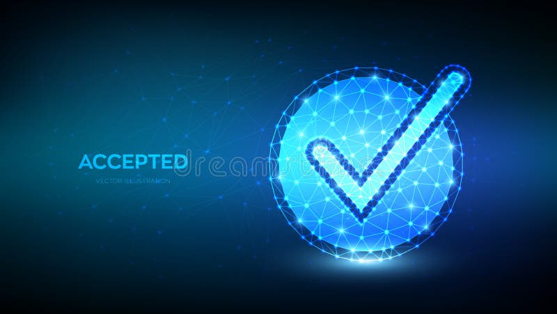 Check Icon. Low Polygonal Accepted Symbol. Tick Sign. Checkmark ...