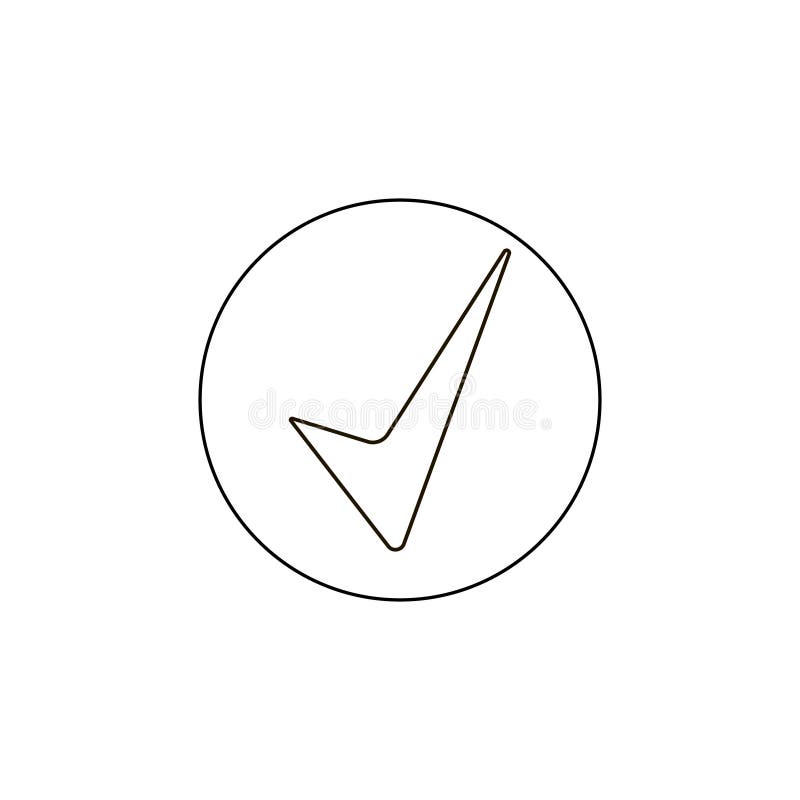 Check Icon Vector.outline Check Icon, Black Line in Circle Stock ...