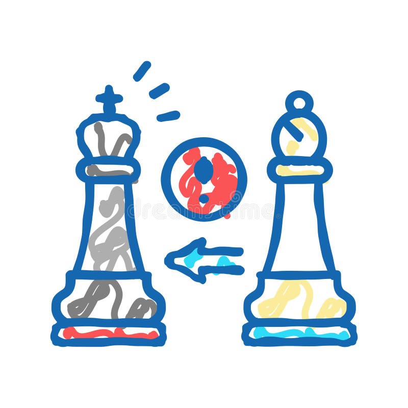Check King Chess Icon Doodle Illustration Stock Vector - Illustration ...