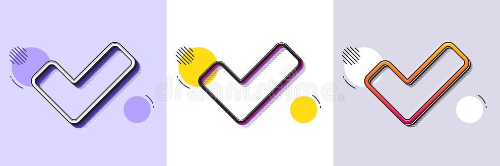Check Line Icon. Approved Tick Sign. Halftone Dotted Pattern. Vector ...