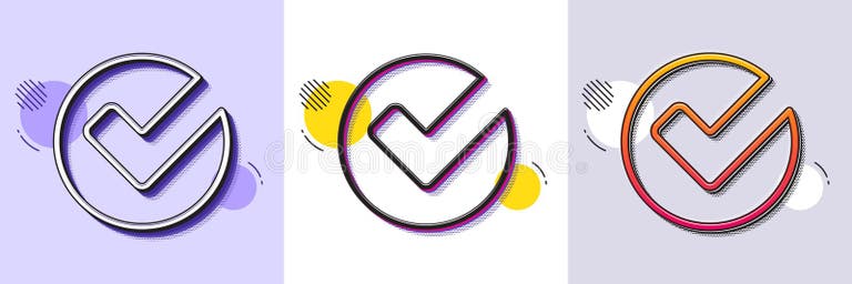Check Line Icon. Approved Tick Sign. Halftone Dotted Pattern. Vector ...