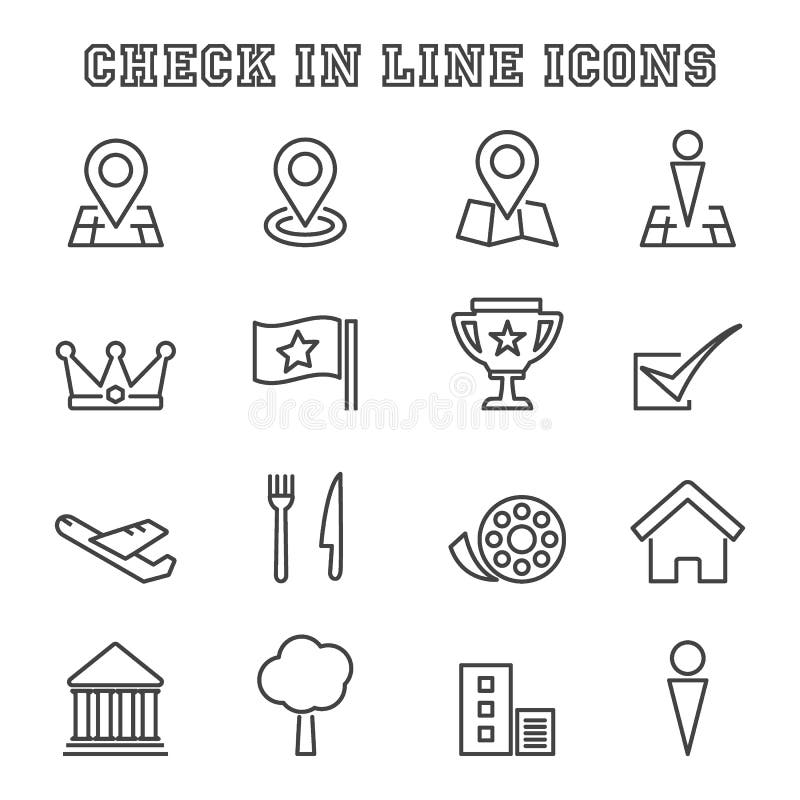 Check in line icons stock vector. Illustration of journey - 71832291