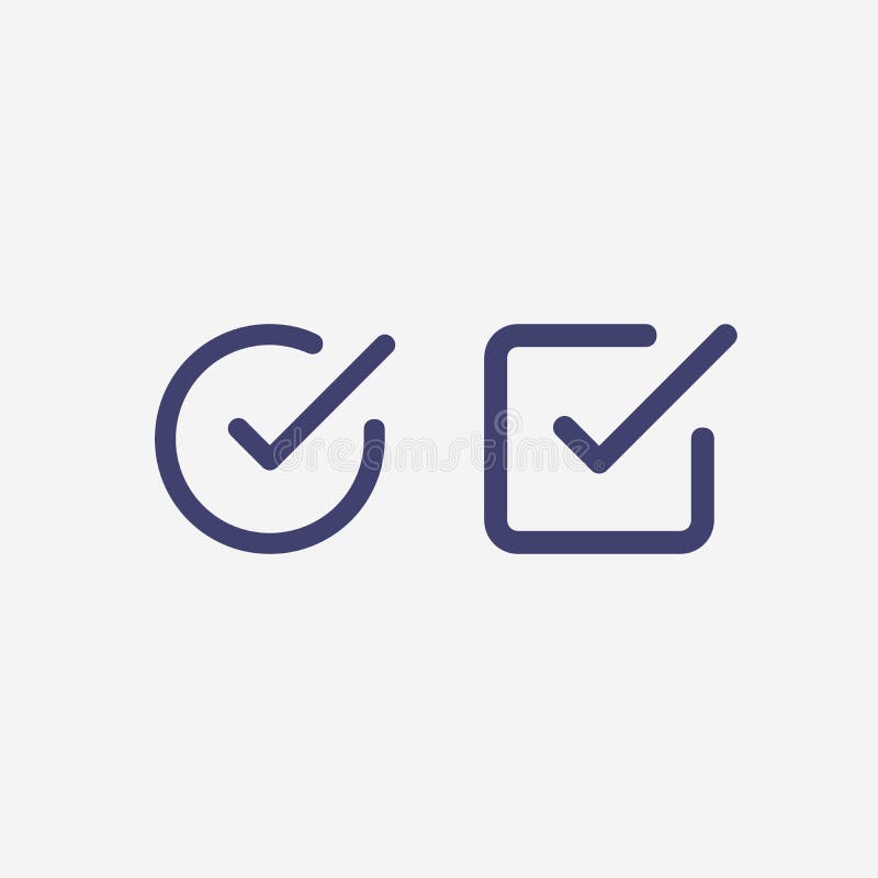 Check List Button Icon. Check Mark in Square and Round Box. Correct ...
