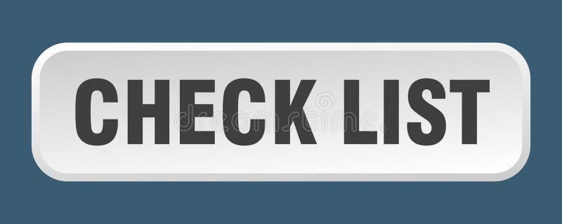 Check List Button. Check List Square 3d Push Button Stock Vector ...