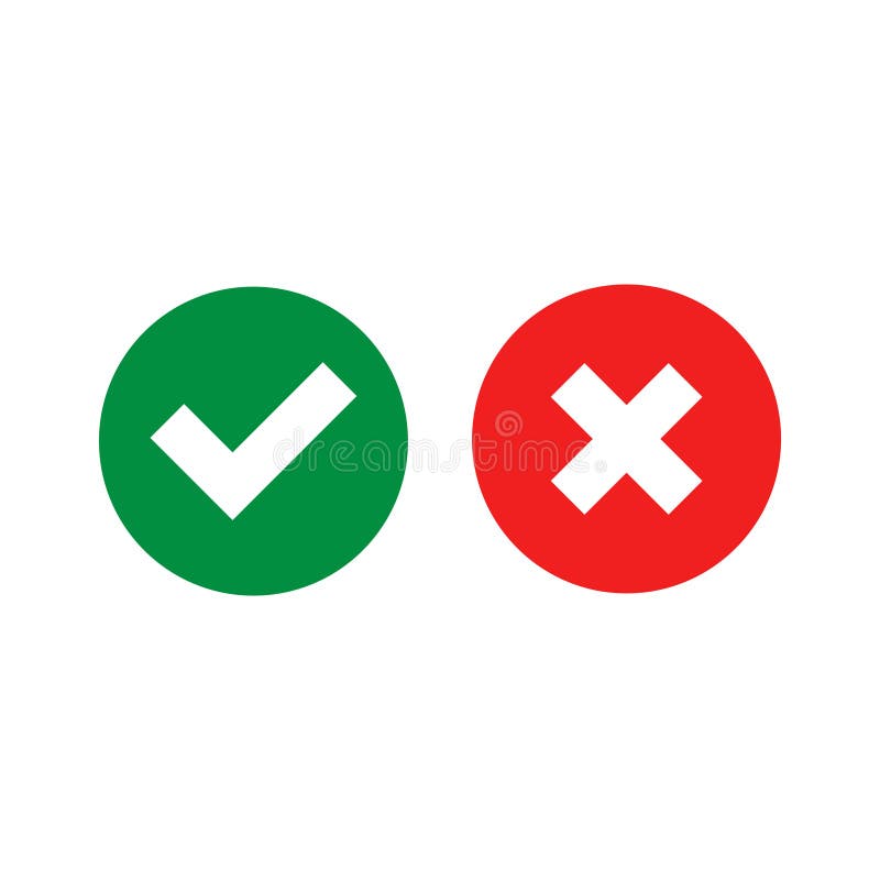 Check List and Cancel Icon Right Wrong Green and Red Color Stock Vector ...