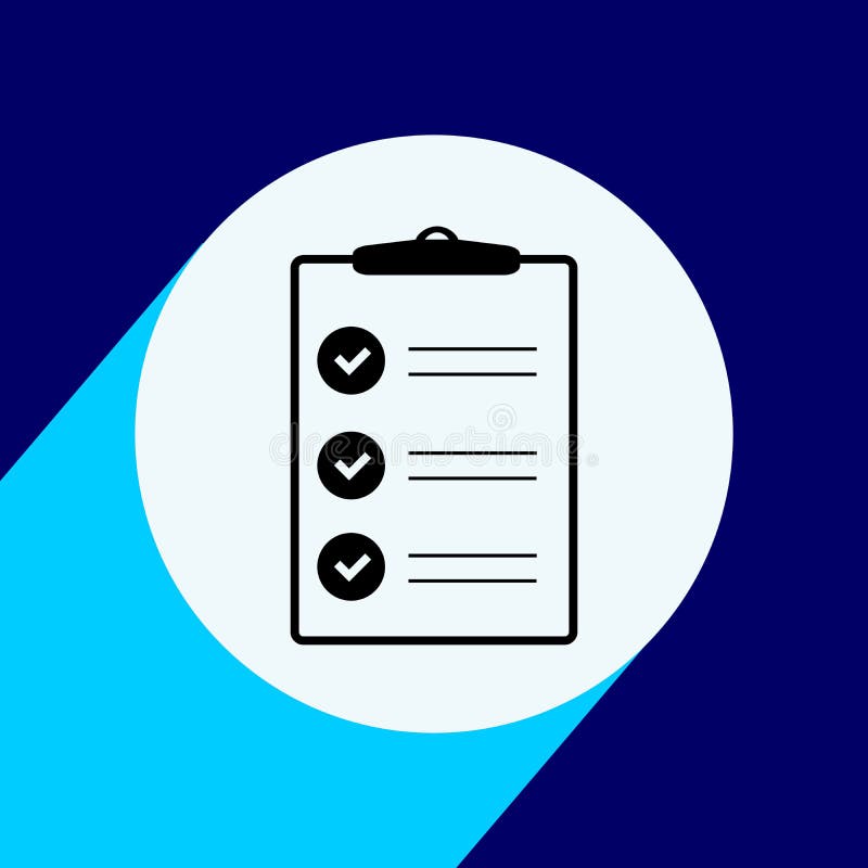Check List Flat Icon with Long Shadow. Stock Vector - Illustration of ...