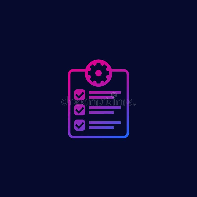 Check list icon with gear stock illustration. Illustration of order ...
