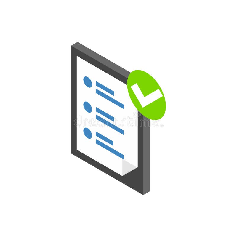 Check List Icon, Isometric 3d Style Stock Vector - Illustration of ...