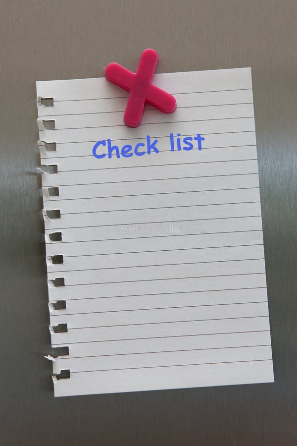 Check List Note on a Fridge Door with Magnet Stock Photo - Image of ...