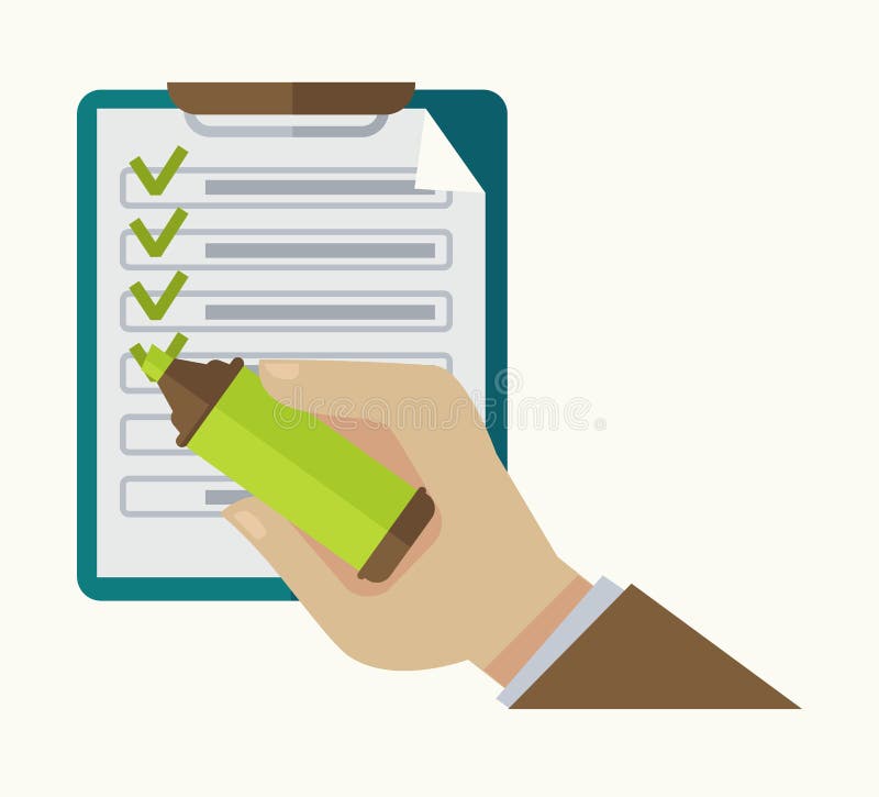 Check List Notepad and Highlighter Mark Vector Stock Vector ...
