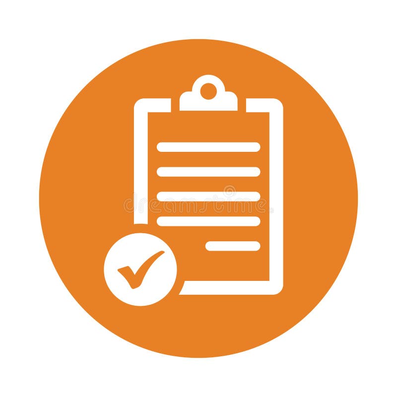 Check List, Report, Approved Icon. Orange Color Vector Graphics Stock ...