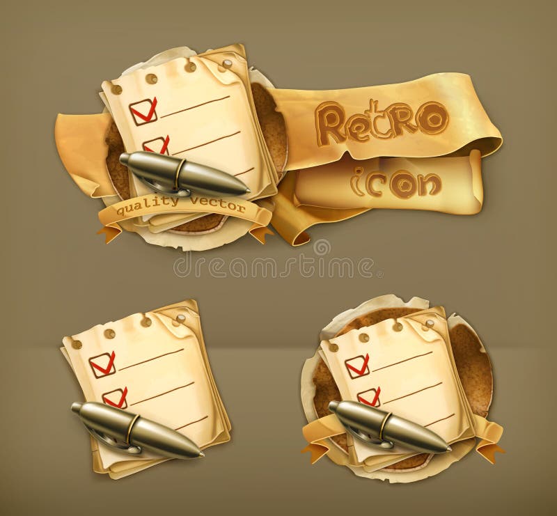 Check List, Retro Vector Icons Stock Vector - Illustration of ...