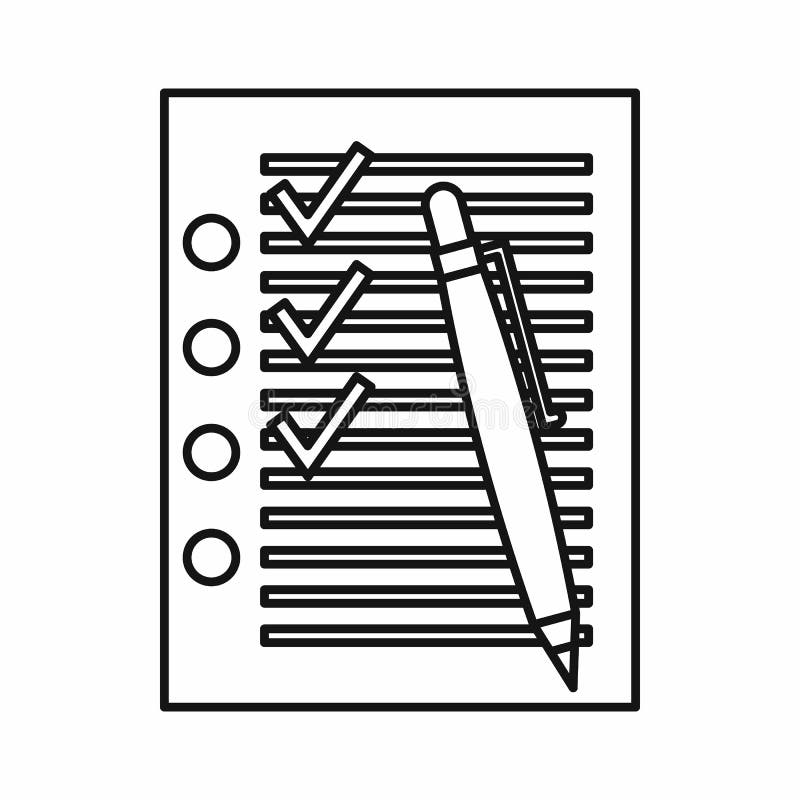 Check List with Ticks and Pen Icon, Outline Style Stock Illustration ... Check List with Ticks and Pen Icon, Outline Style Stock Illustration ...