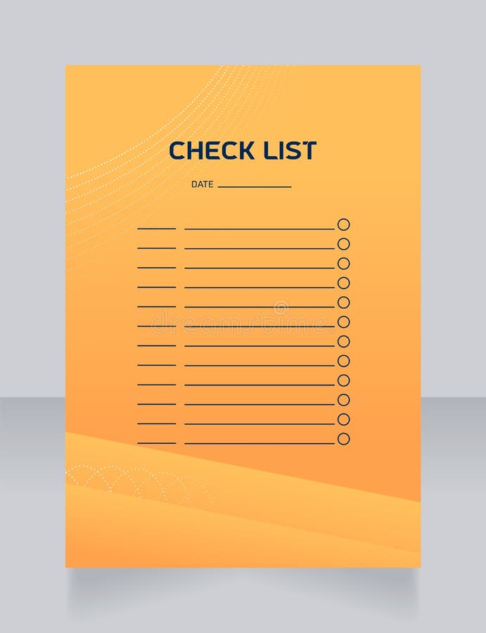 Check List Worksheet Design Template Stock Vector - Illustration of ...