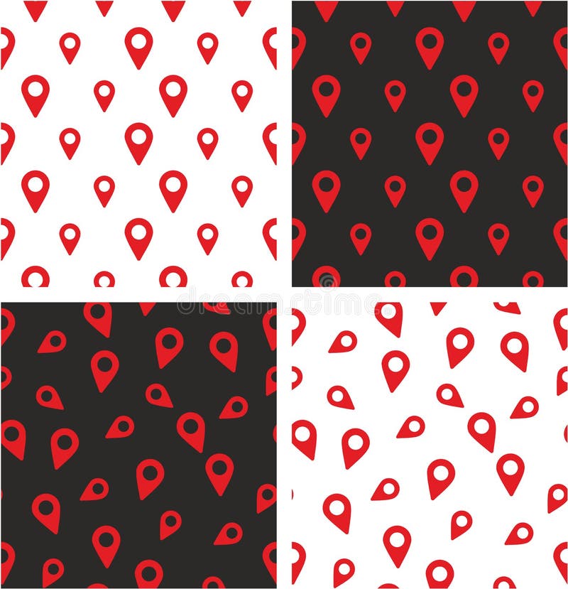 Check in or Location or Pin Icon Big & Small Aligned & Random Seamless ...