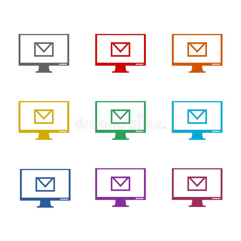 Check Mail Icon Isolated on White Background. Set Icons Colorful Stock ...