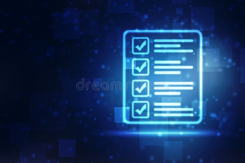 Check Mark on Abstract Blue Backgroud. Quality Control, Guarantee ...