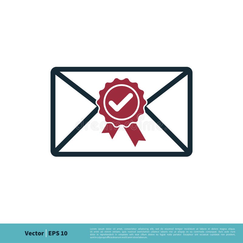 Check Mark Award Stamp Envelope Icon Vector Logo Template Stock Vector ...