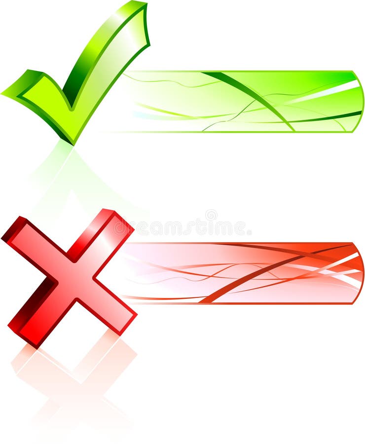 Check and X Mark with Banners Stock Illustration - Illustration of ...
