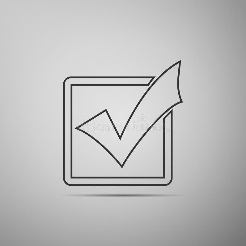 Check Mark In A Box Line Icon Isolated On Grey Background. Tick Symbol ...