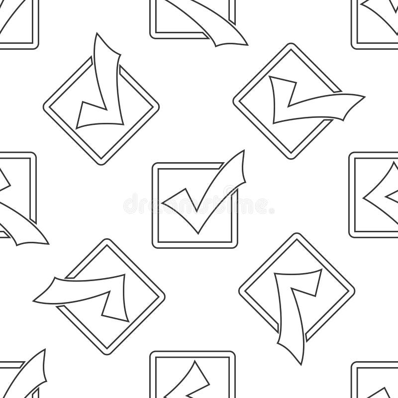 Check Mark in a Box Line Icon Isolated Seamless Pattern on White ...