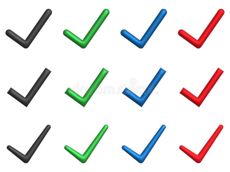 Check Mark Bundle Icon 3d Isolated on White Background. Stock Photo ...