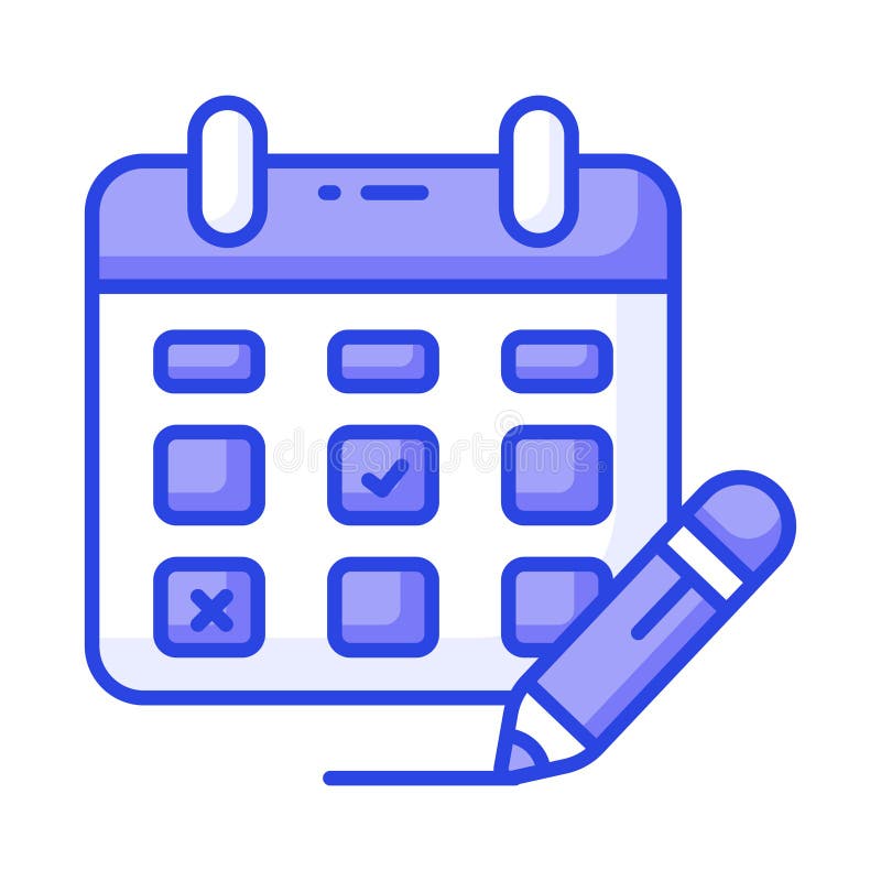 Check Mark on Calendar with Pencil, Depicting Schedule Planner Vector ...