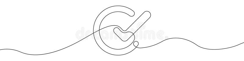 A Check Mark in the Circle Icon Line Continuous Drawing Vector. One ...