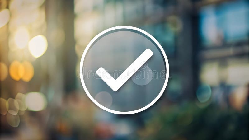 Check Mark in Cirlce on Blurred Background Stock Image - Image of ...
