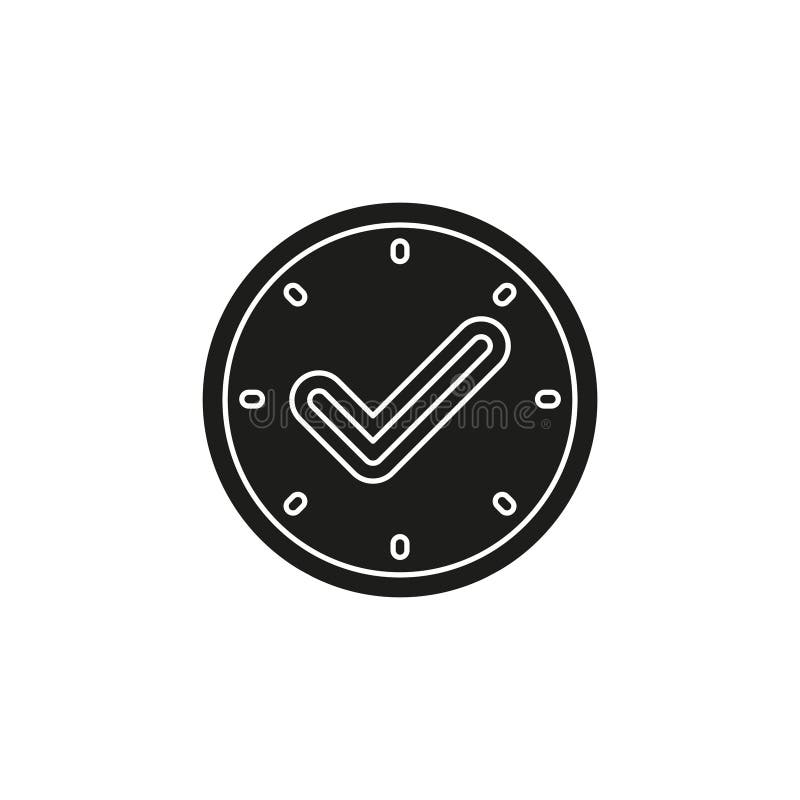 Check Mark Clock Icon, Time Stock Illustration - Illustration of ...