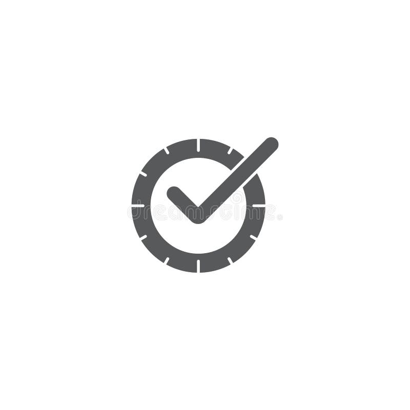 Check Mark on Clock, Real Time Protection Vector Icon Symbol Isolated ...