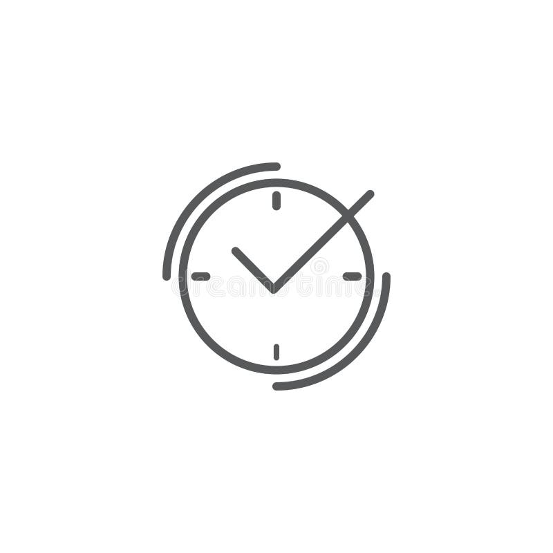 Check Mark on Clock, Real Time Protection Vector Icon Symbol Isolated ...