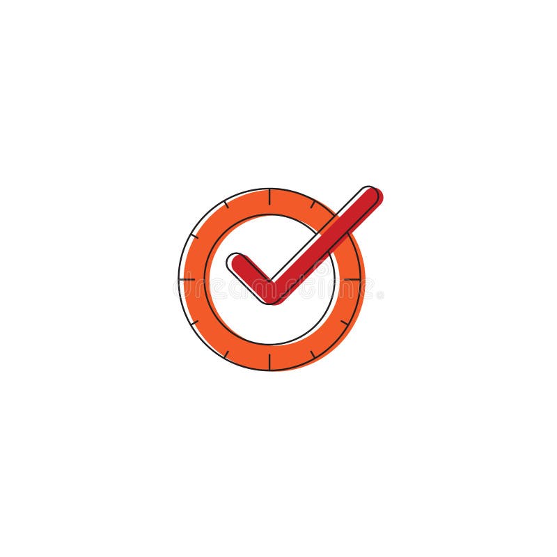 Check Mark on Clock, Real Time Protection Vector Icon Symbol Isolated ...